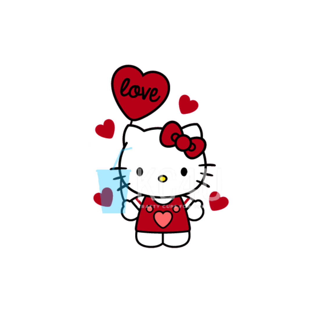 Kitty Love Balloon Decal Krafty Cups 4 U